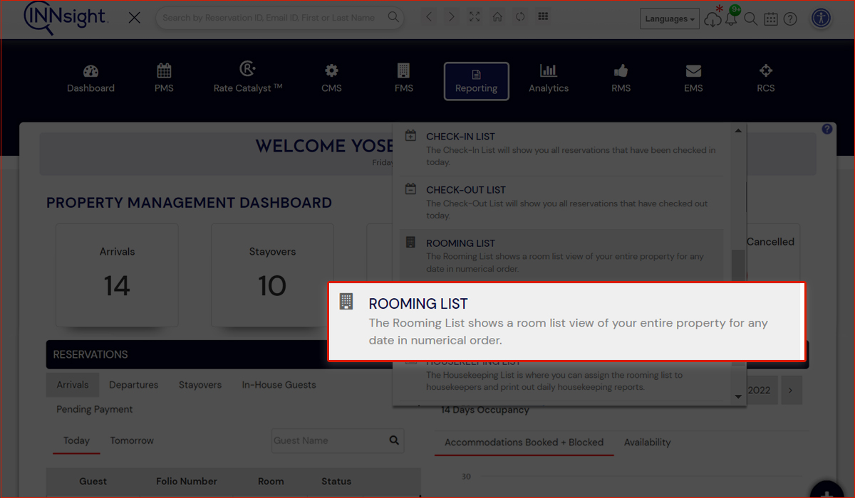 Rooming List Reporting | INNsight Help