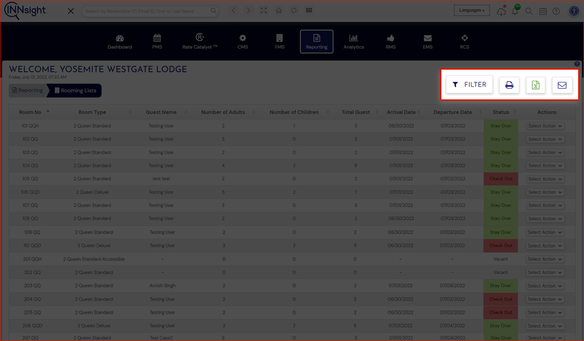 Rooming List Reporting | INNsight Help